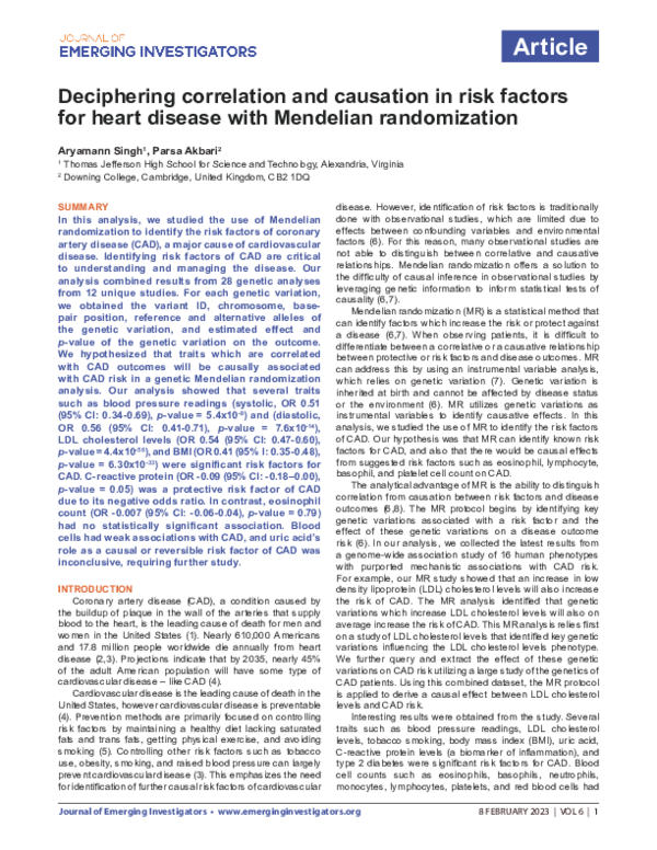 (PDF) Deciphering correlation and causation in risk factors for heart ...
