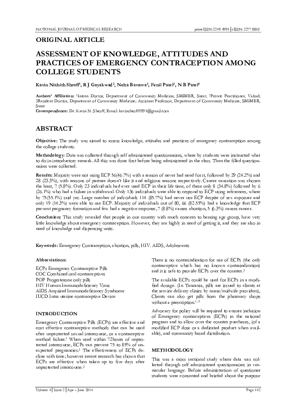 (PDF) ASSESSMENT OF KNOWLEDGE, ATTITUDES AND PRACTICES OF EMERGENCY ...