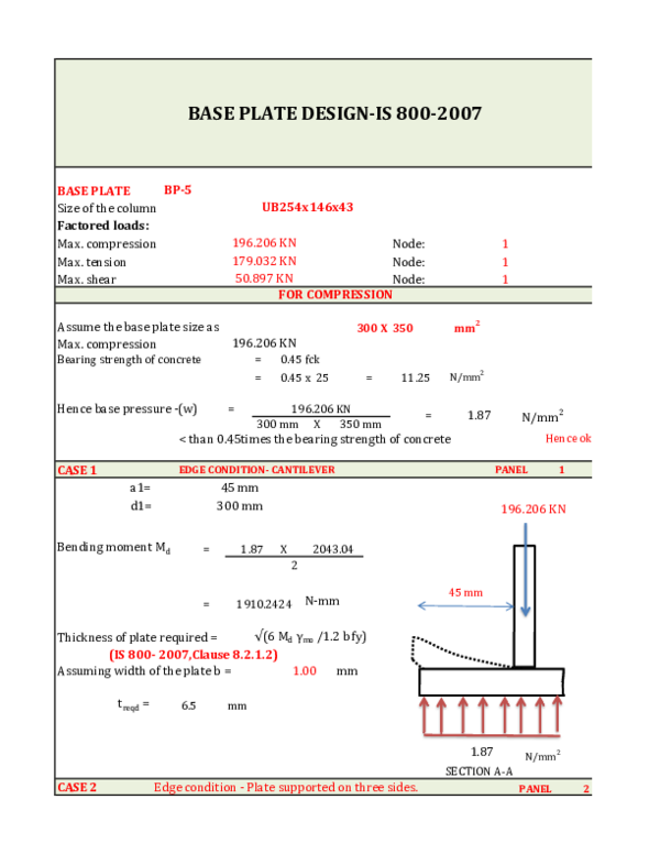 (PDF) Base Plate design calculations