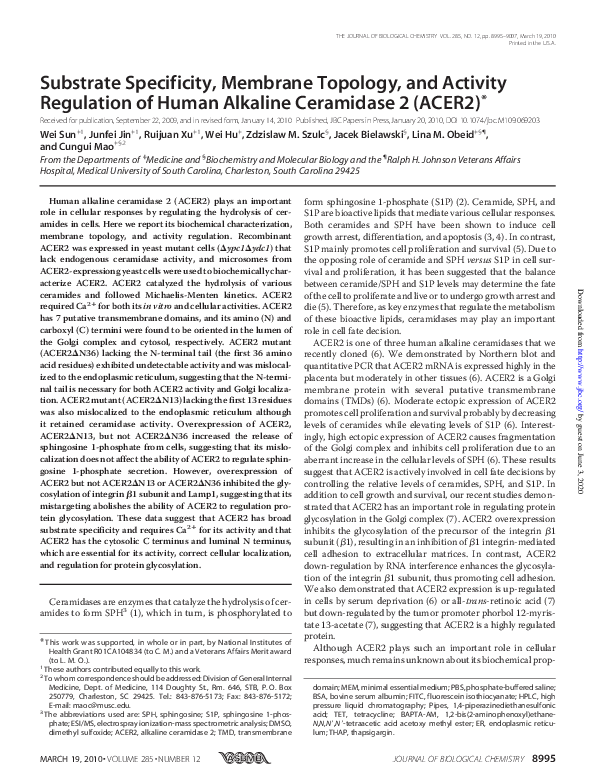 (PDF) Substrate Specificity, Membrane Topology, and Activity Regulation ...