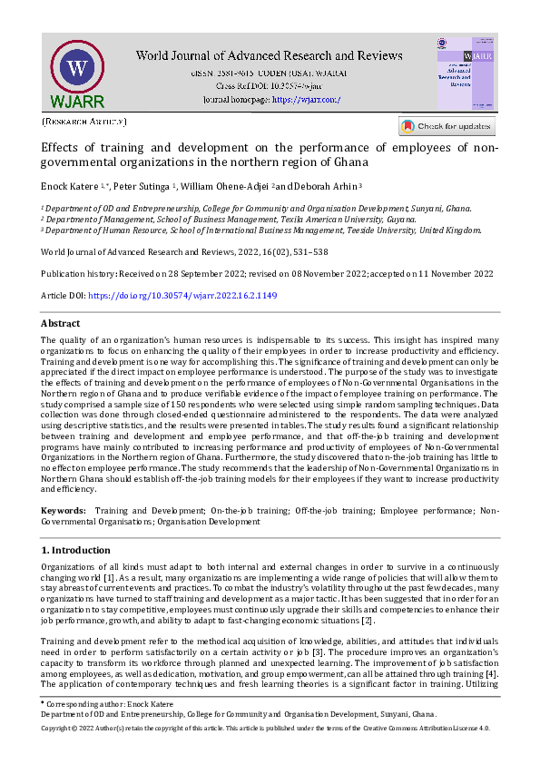 (PDF) Effects of training and development on the performance of ...