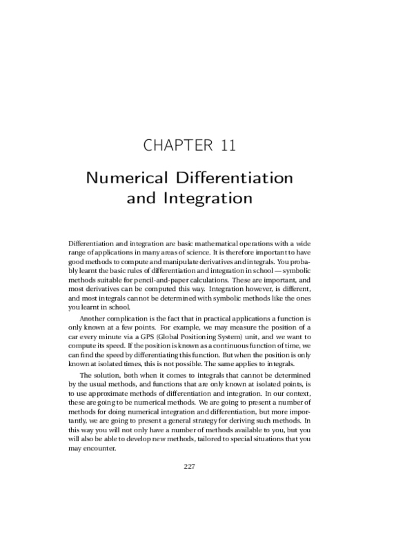 (PDF) Numerical Differentiation and Integration