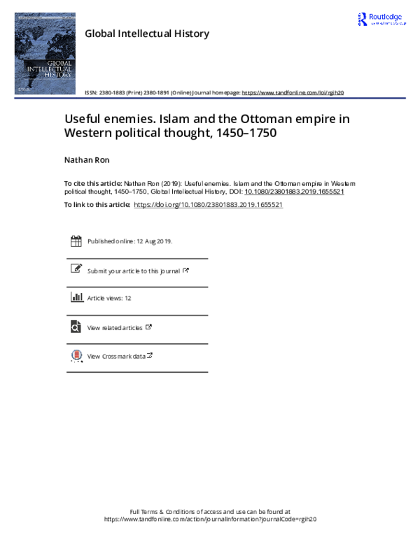 (PDF) Useful enemies: Islam and the Ottoman empire in Western political ...