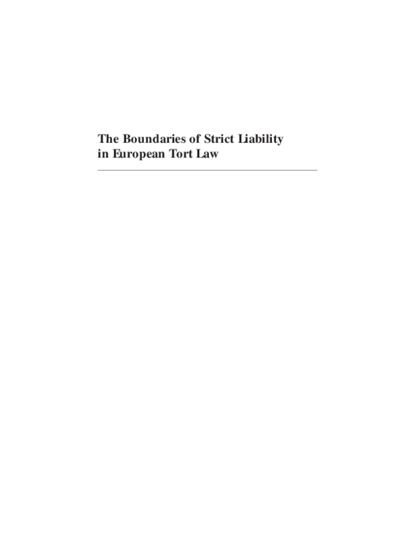 (PDF) The boundaries of strict liability in European tort law