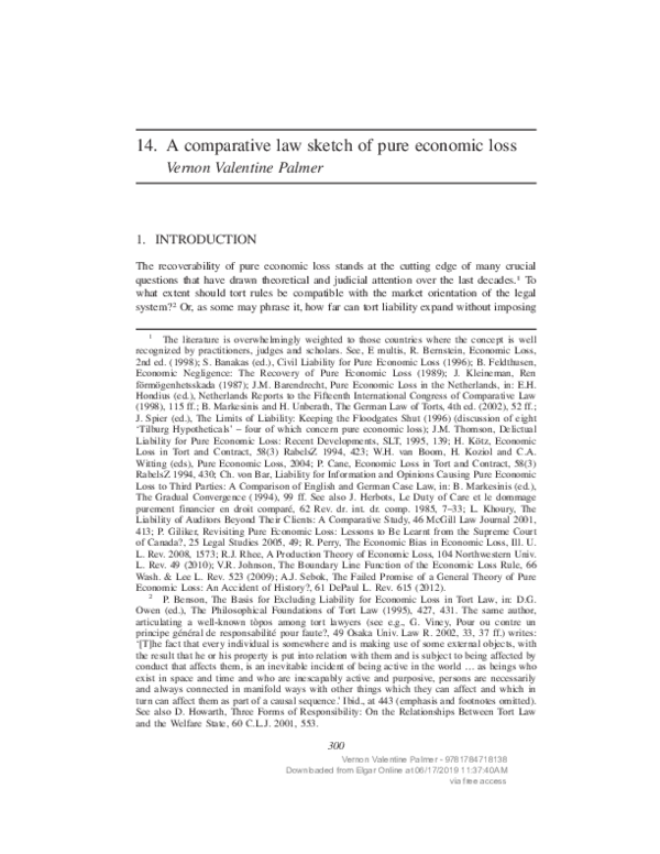 (PDF) A comparative law sketch of pure economic loss
