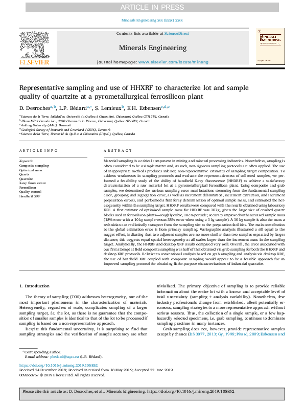 (PDF) Representative sampling and use of HHXRF to characterize lot and ...