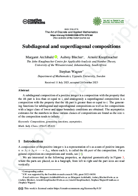 (PDF) Subdiagonal and superdiagonal compositions