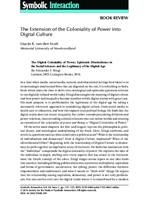 (PDF) The Extension of the Coloniality of Power into Digital Culture ...