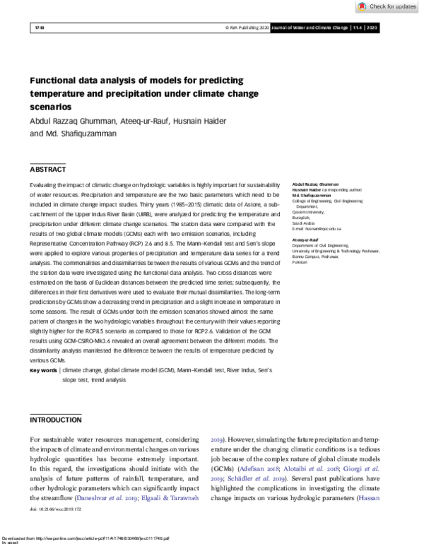 (PDF) Functional data analysis of models for predicting temperature and precipitation under ...
