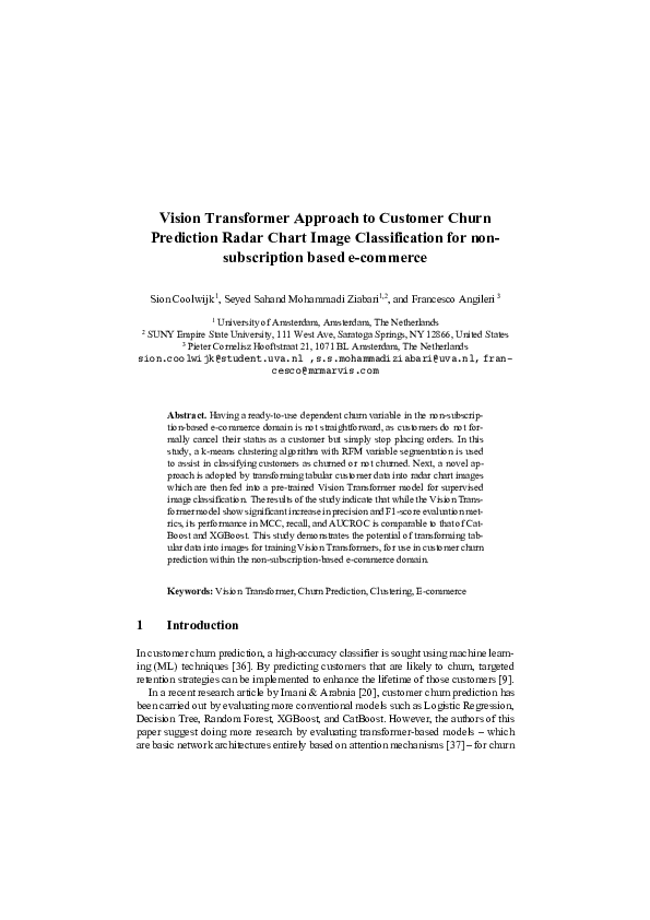 (PDF) Customer Churn Prediction via Vision Transformer
