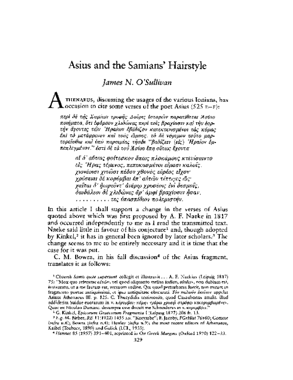 (PDF) Asius and the Samians' Hairstyle