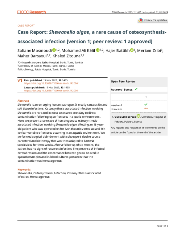 (PDF) Case Report: Shewanella algae, a rare cause of osteosynthesis ...