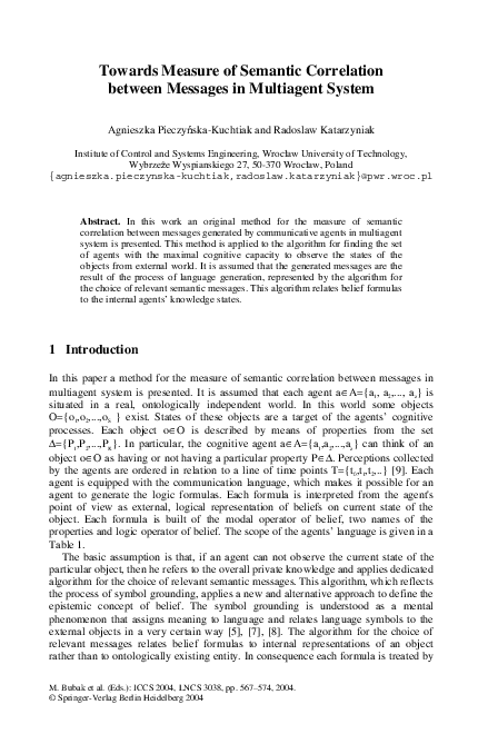 (PDF) Towards Measure of Semantic Correlation between Messages in ...