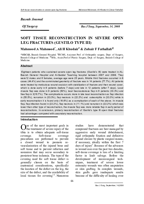 (PDF) 12- Soft Tissue Reconstruction in Severe Open Leg Fractures ...