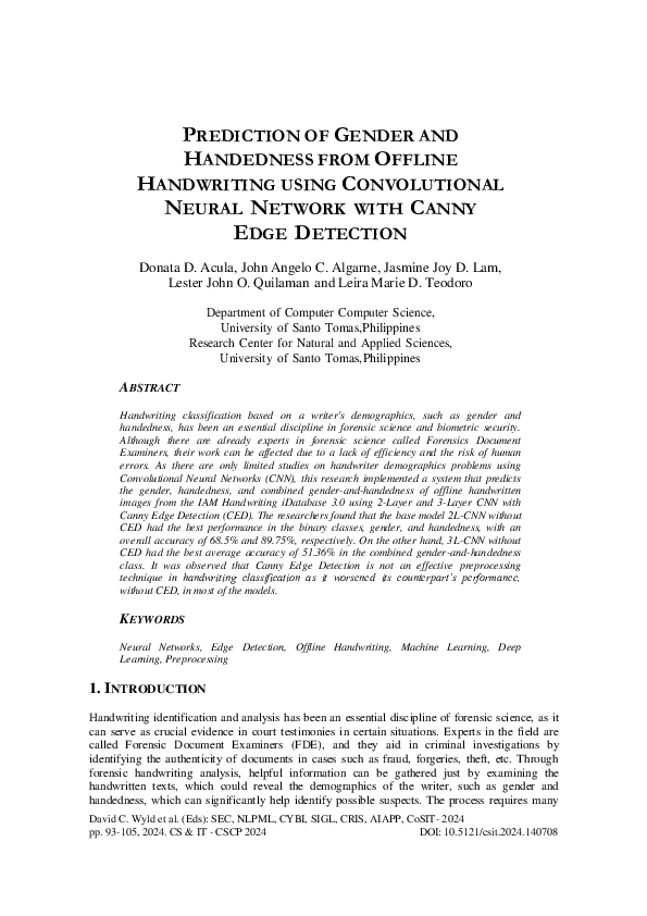 Pdf Prediction Of Gender And Handedness From Offline Handwriting