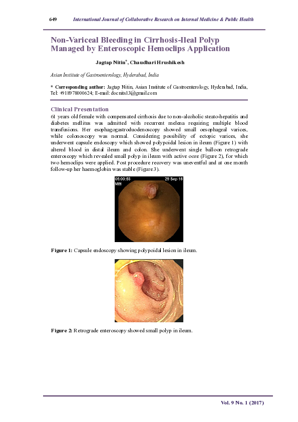 (PDF) Non-Variceal Bleeding in Cirrhosis-Ileal Polyp Managed by ...