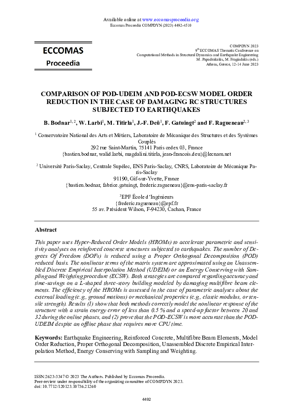 (PDF) Comparison of Pod-Udeim and Pod-Ecsw Model Order Reduction in the ...