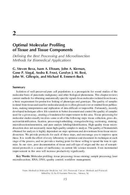 Pdf Optimal Molecular Profiling Of Tissue And Tissue Components