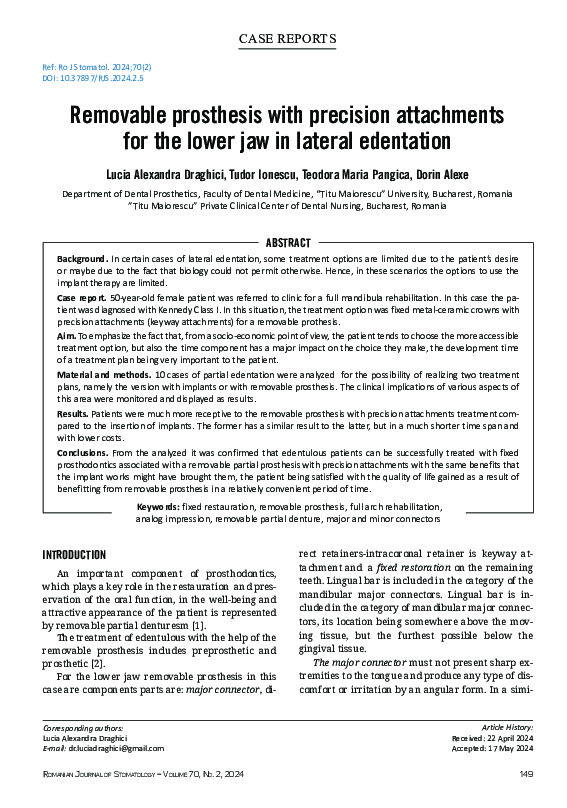 (PDF) Removable prosthesis with precision attachments for the lower jaw ...