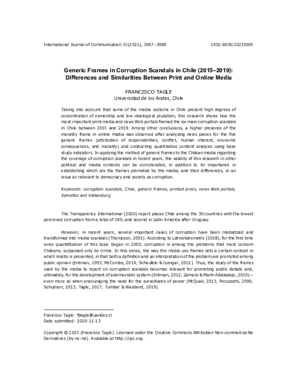 (PDF) Generic Frames in Corruption Scandals in Chile (2015–2019 ...