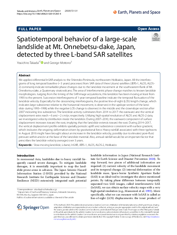 (PDF) Spatiotemporal behavior of a large-scale landslide at Mt ...