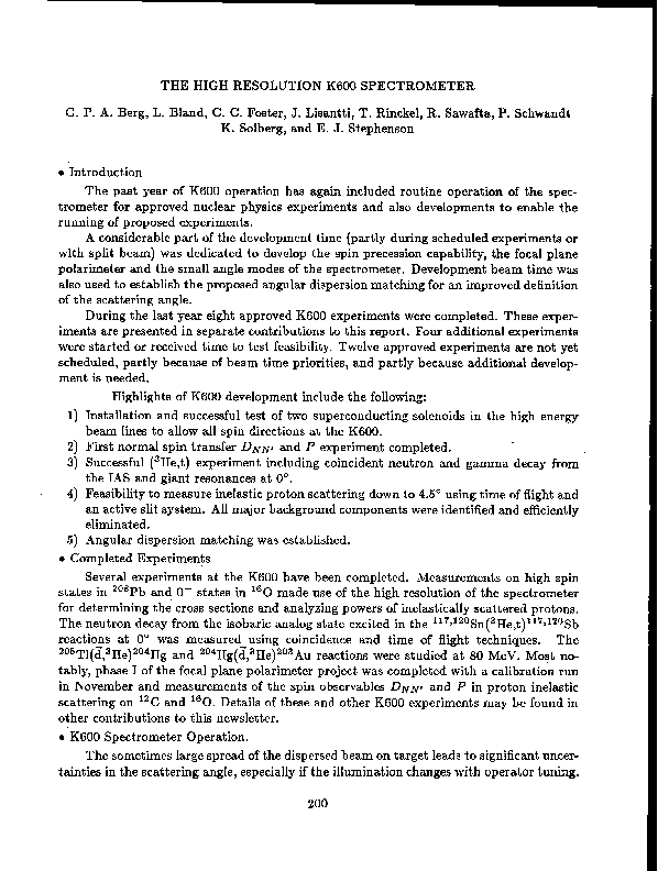 (PDF) The High Resolution K600 Spectrometer