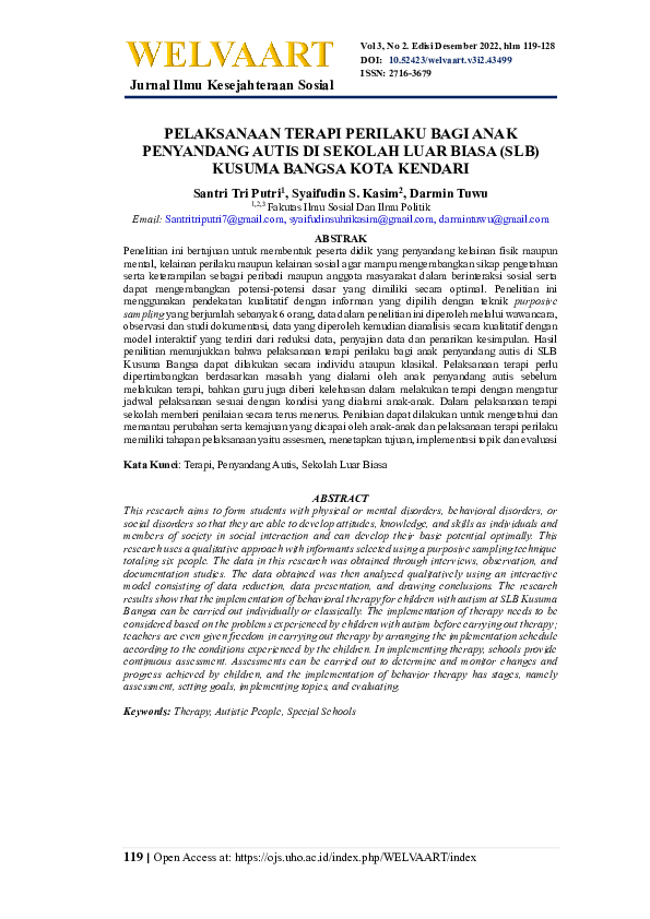 (PDF) Pelaksanaan Terapi Perilaku Bagi Anak Penyandang Autis DI Sekolah ...