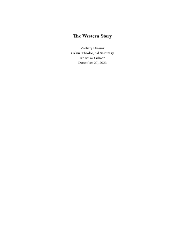 (PDF) The Western Story: The Development of Western thought