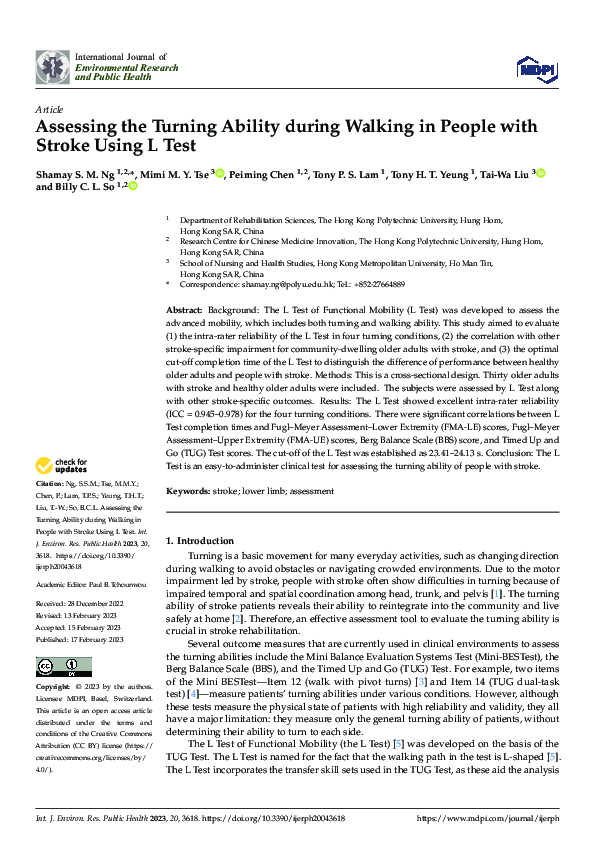 (PDF) Assessing the Turning Ability during Walking in People with ...