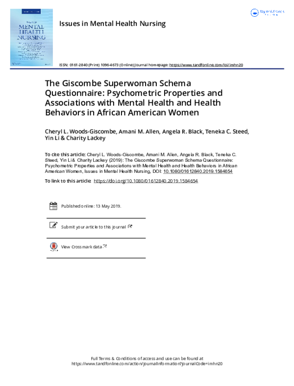 (PDF) The Giscombe Superwoman Schema Questionnaire: Psychometric ...