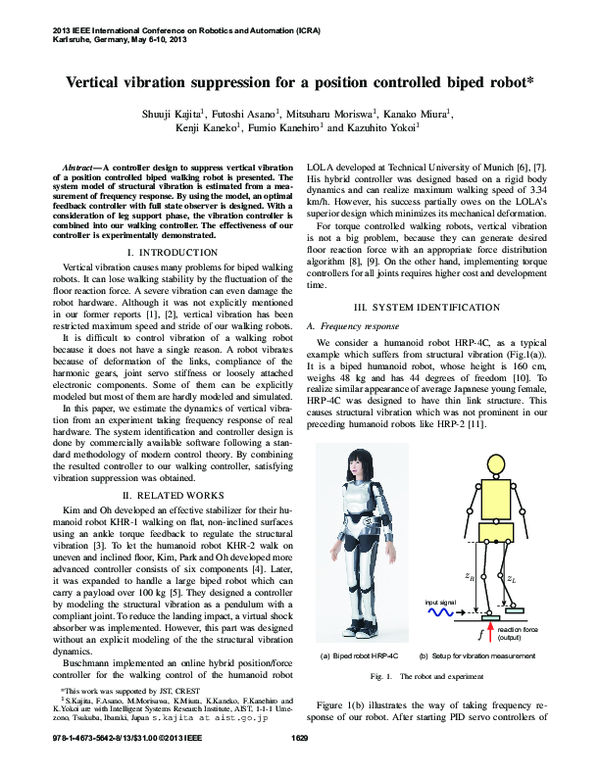 (PDF) Vertical vibration suppression for a position controlled biped robot