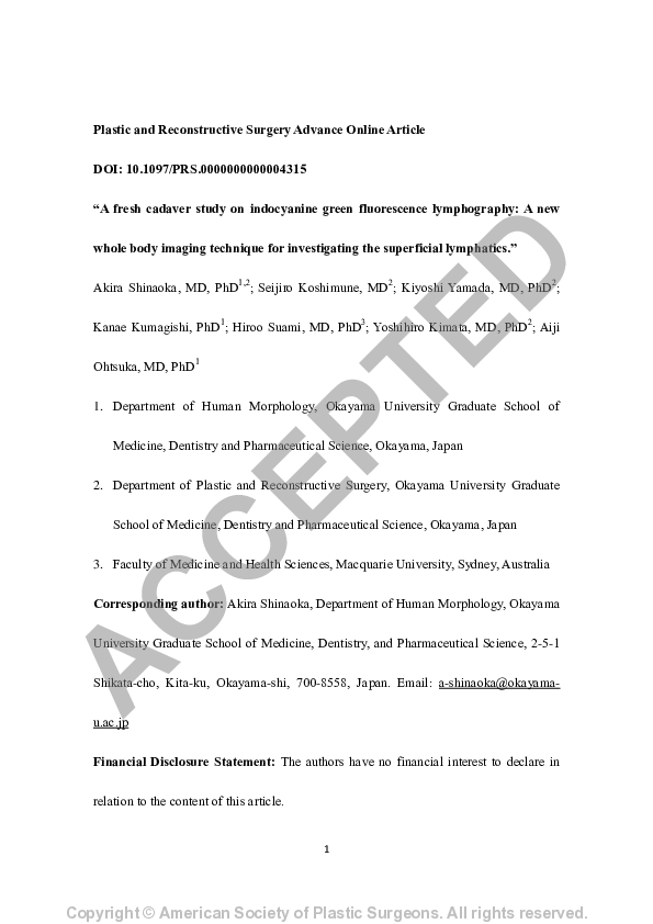 (PDF) A Fresh Cadaver Study on Indocyanine Green Fluorescence ...
