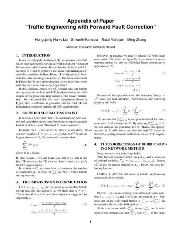 (PDF) Appendix of Paper "Traffic Engineering with Forward Fault Correction