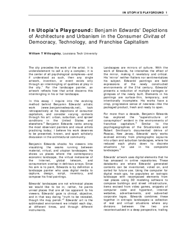 (PDF) In Utopia's Playground: Benjamin Edwards' Depictions of ...