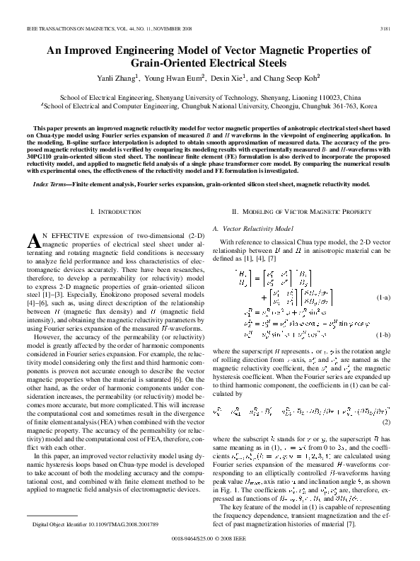 (PDF) An Improved Engineering Model of Vector Magnetic Properties of ...