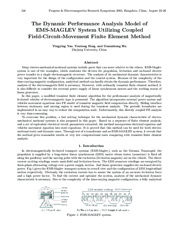(PDF) The Dynamic Performance Analysis Model of EMS-MAGLEV System Utilizing Coupled Field ...
