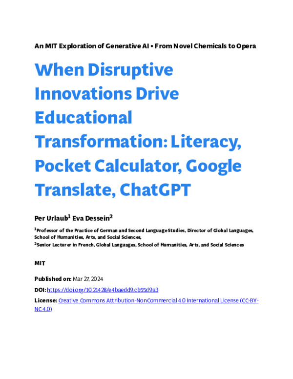 (PDF) When Disruptive Innovations drive Educational Transformation ...