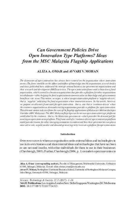 (PDF) Can Government Policies Drive Open Innovation Type Platforms ...