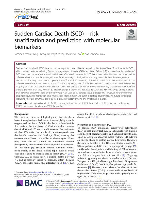 (PDF) Sudden Cardiac Death (SCD) – risk stratification and prediction ...