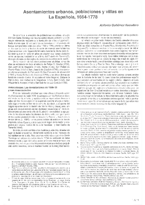 (PDF) Asentamientos urbanos, poblaciones y villas en La Española, 1664-1778