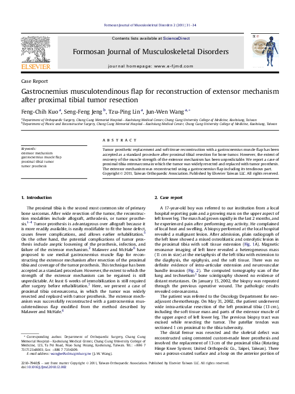 (PDF) Gastrocnemius musculotendinous flap for reconstruction of ...