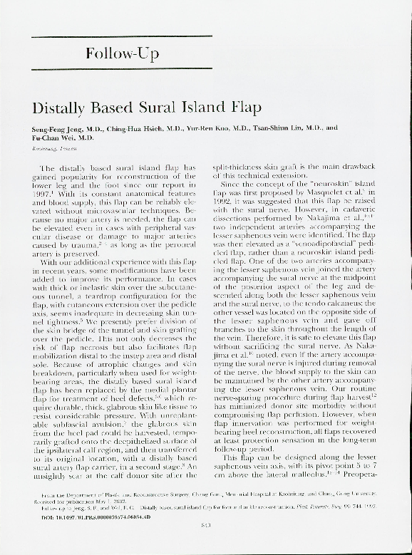 (PDF) Distally Based Sural Island Flap