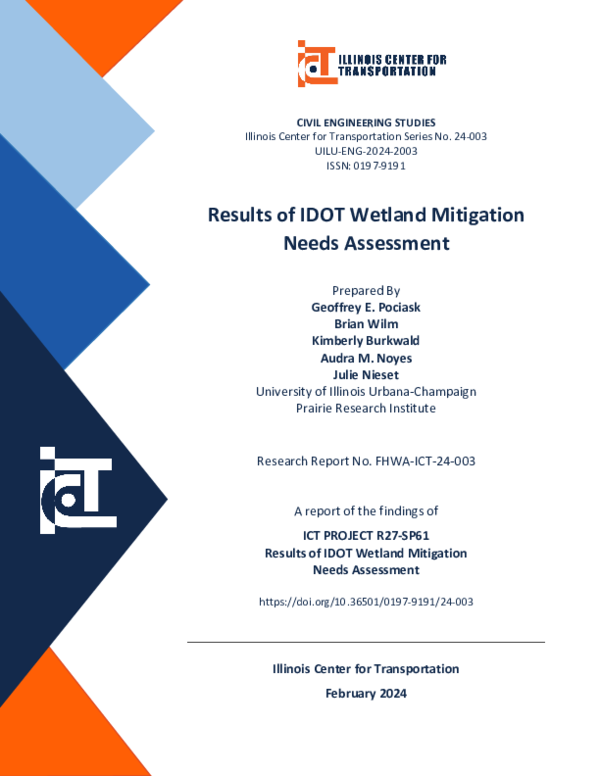 (PDF) Results of IDOT Wetland Mitigation Needs Assessment | Julie ...