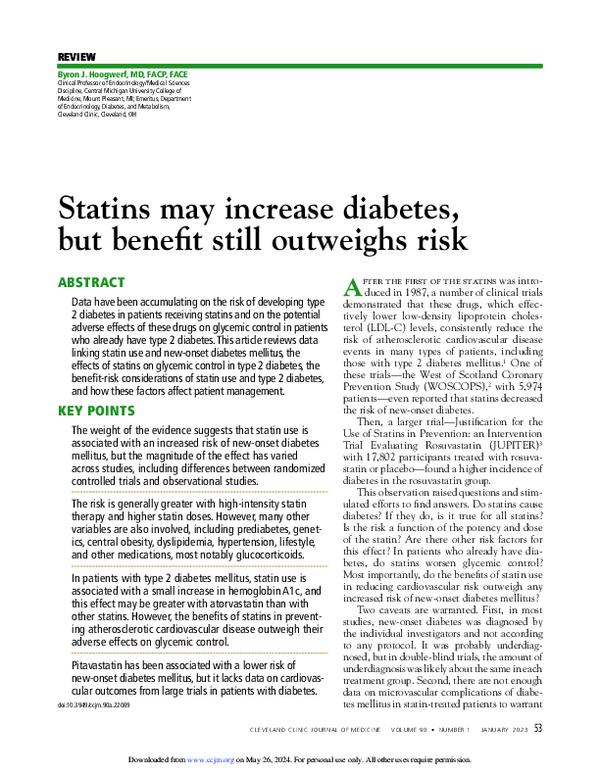 (PDF) Statins may increase diabetes, but benefit still outweighs risk