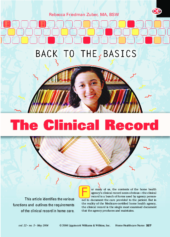(PDF) Back to the Basics: The Clinical Record