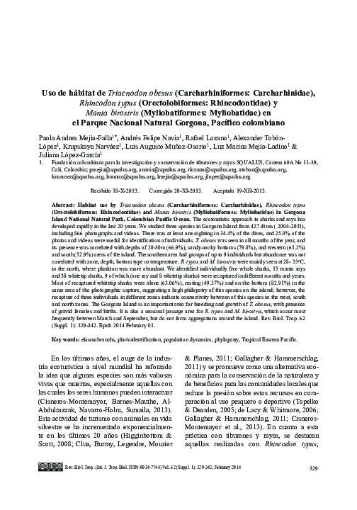 (PDF) Uso de hábitat de Triaenodon obesus (Carcharhiniformes ...