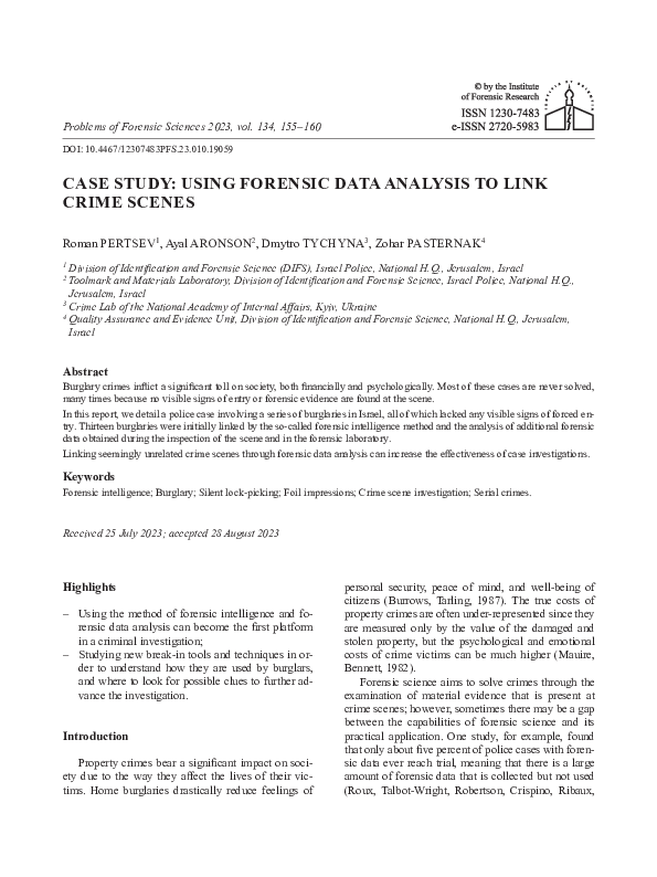 (PDF) Case study: using forensic data analysis to link crime scenes