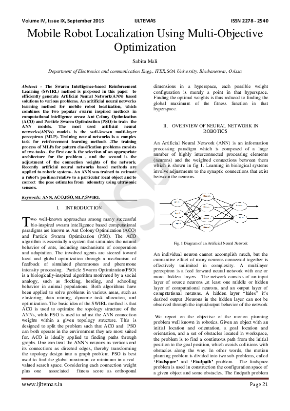 Pdf Mobile Robot Localization Using Multi Objective Optimization