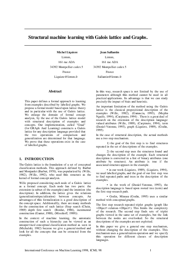 (PDF) Structural machine learning with galois lattice and graphs | Mi Li - Academia.edu