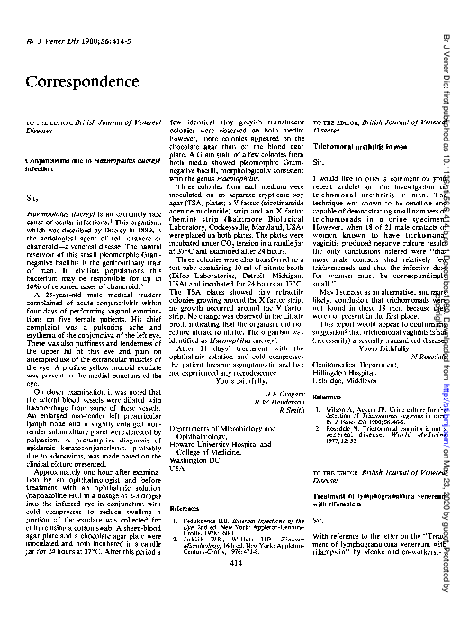 (PDF) Treatment of lymphogranuloma venereum with rifampicin